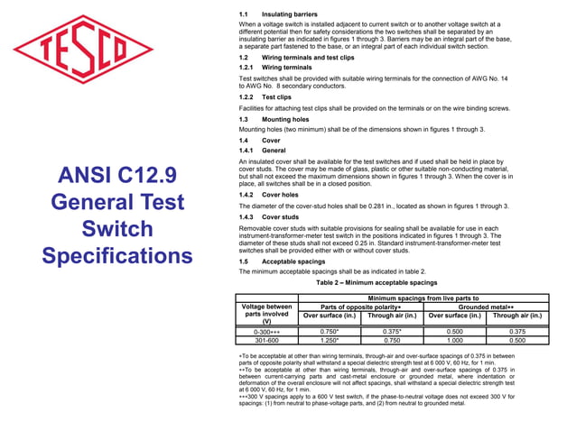 Test Switch Operation, Specifications & Accesories | PPT