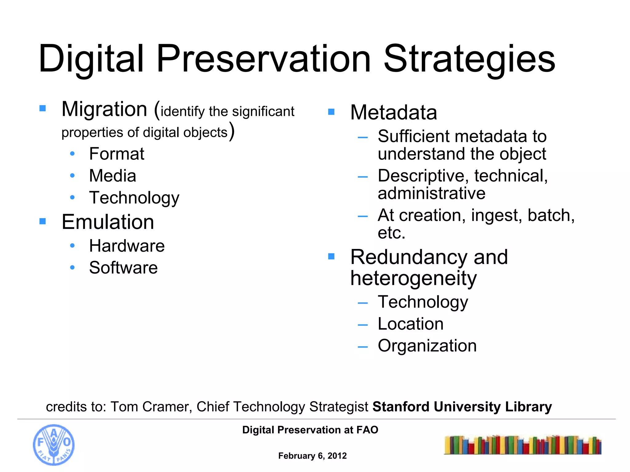 Digital preservation work at FAO | PPT