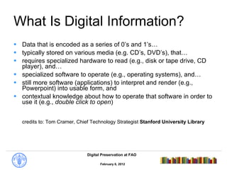 Digital preservation work at FAO | PPT