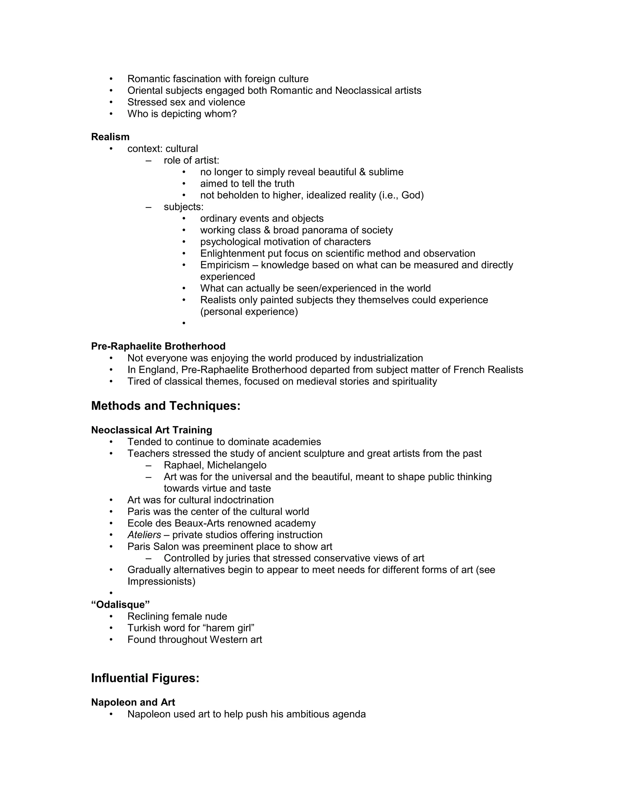 Rococo to Realism Study Guide | DOCX