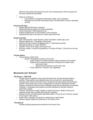 Rococo to Realism Study Guide | PDF