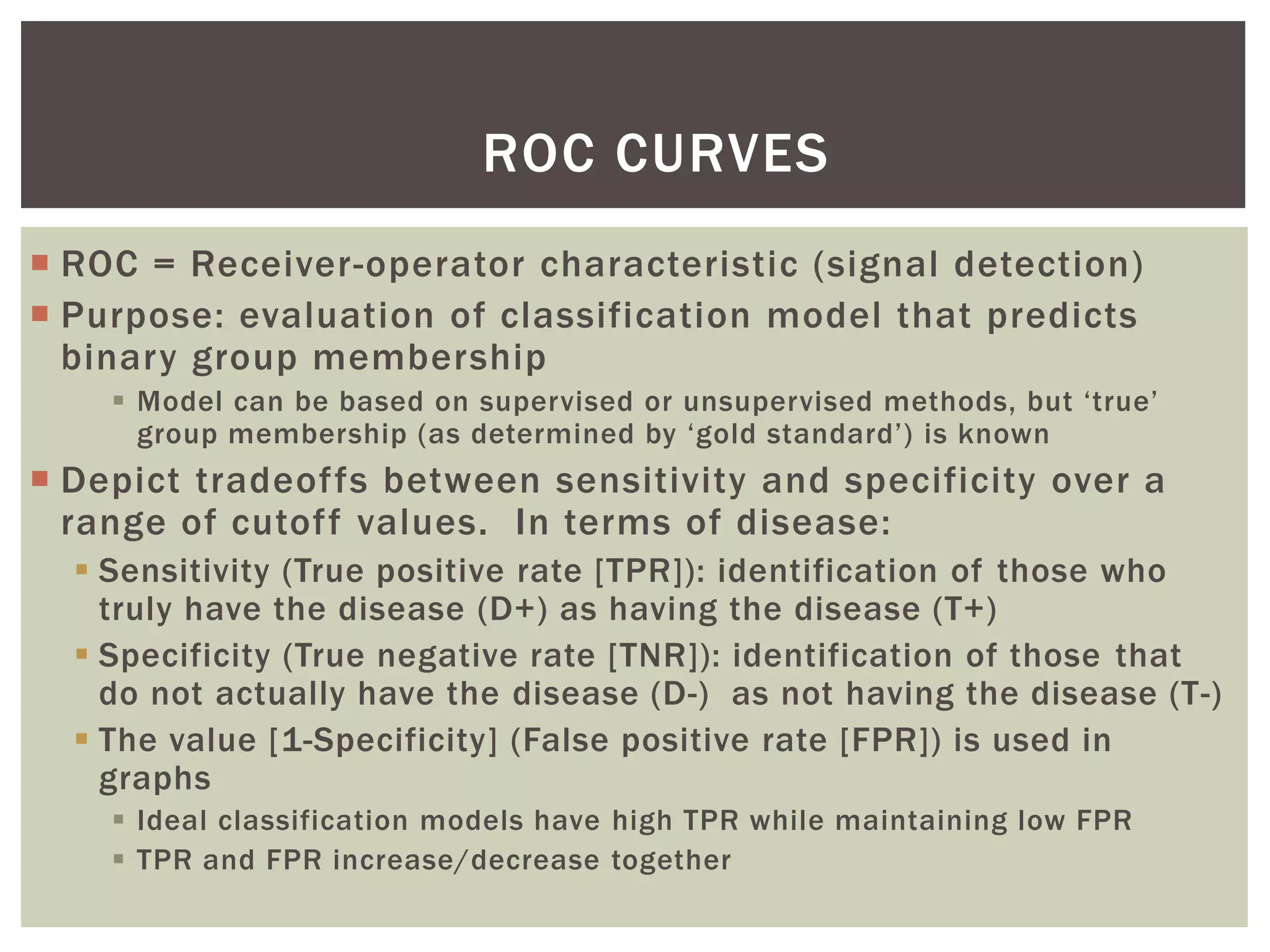 Introduction to ROC Curve Analysis with Application in Functional ...