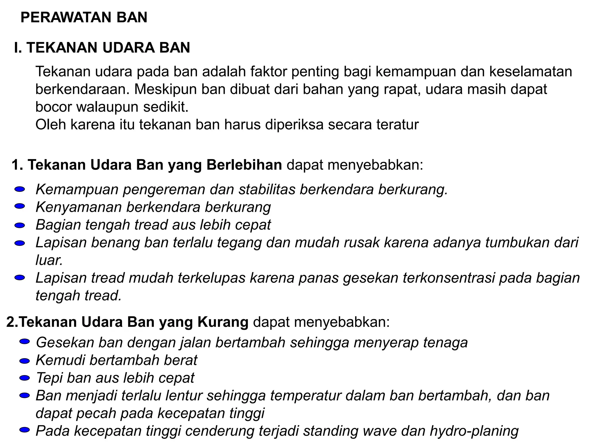 Roda dan Ban Mobil berjalan di atas ban yang terisi udara bertekanan | PPT
