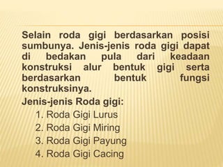 Roda gigi umum (nomenklatur) dan klasifikasi roda gigi | PPTX