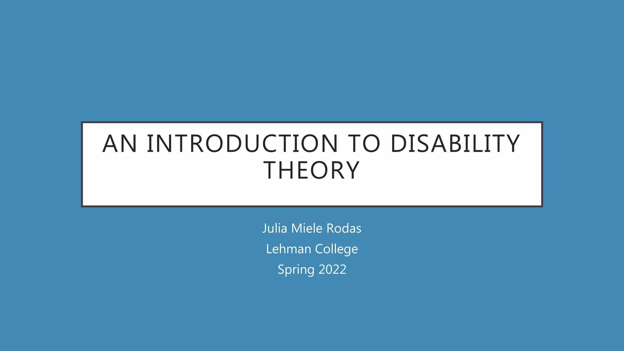 an introduction to disability theory | PPT