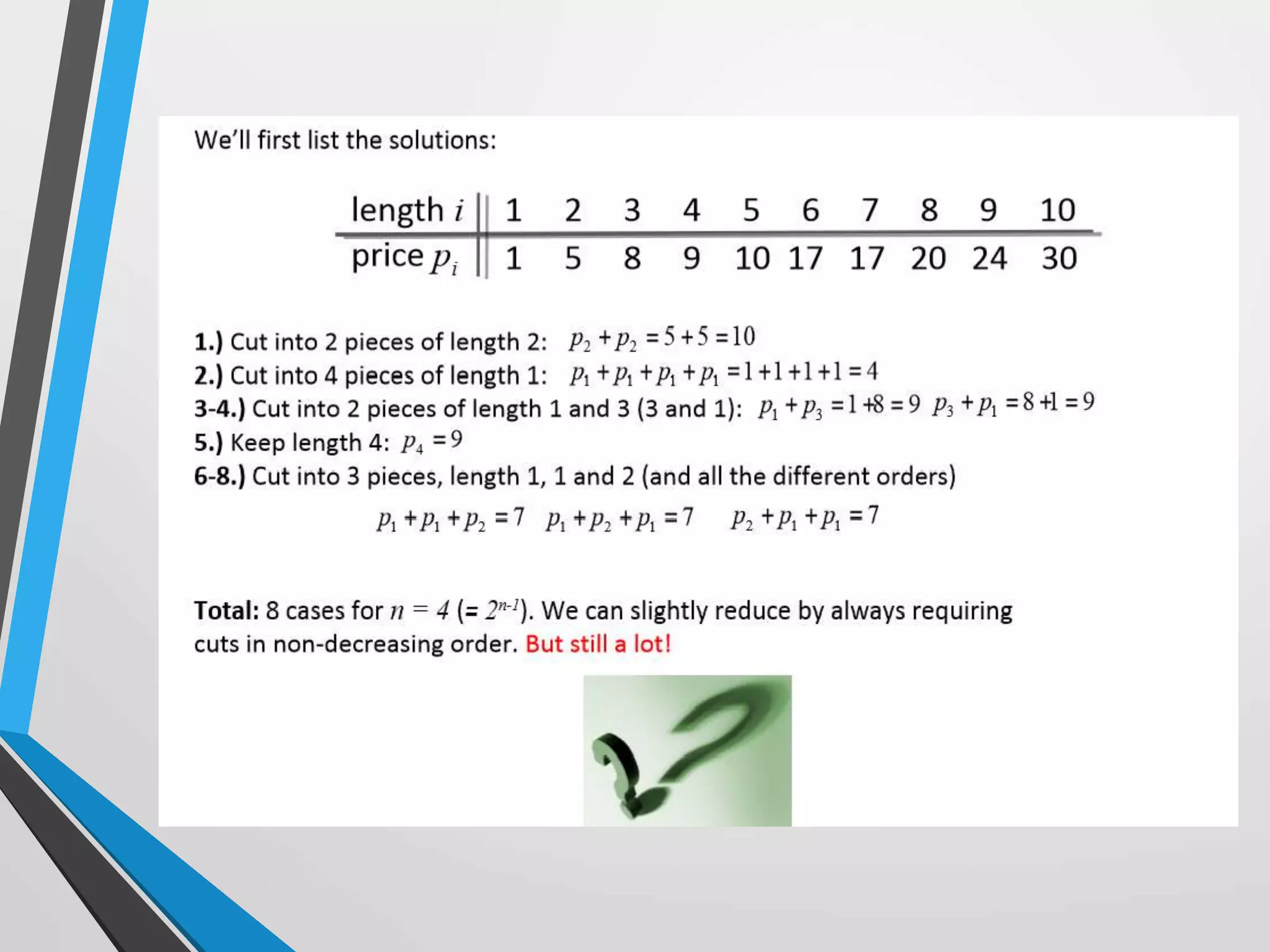 Rod cutting algorithm | PPTX