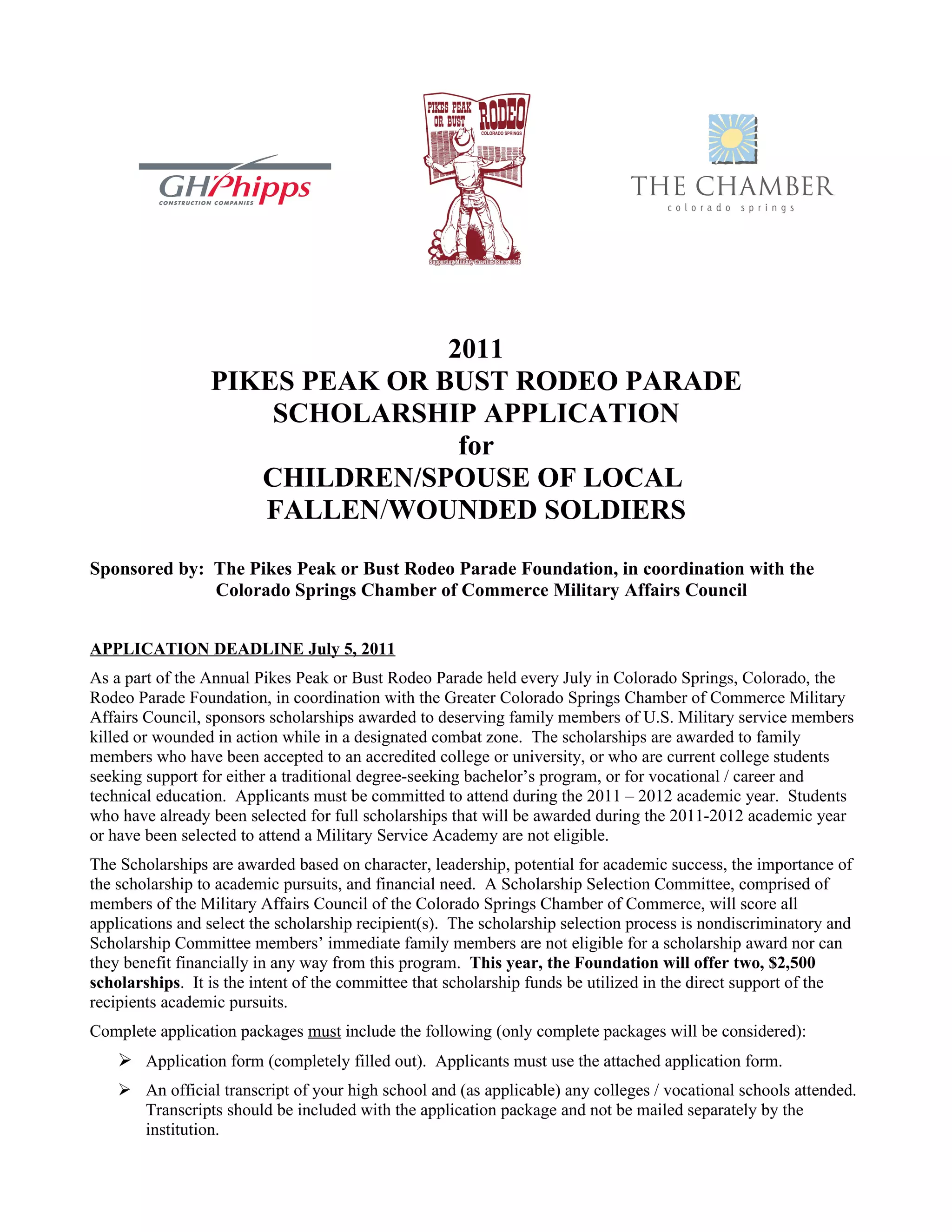 Rodeo parade scholarship application 2011 | DOC | Student Financial Aid ...