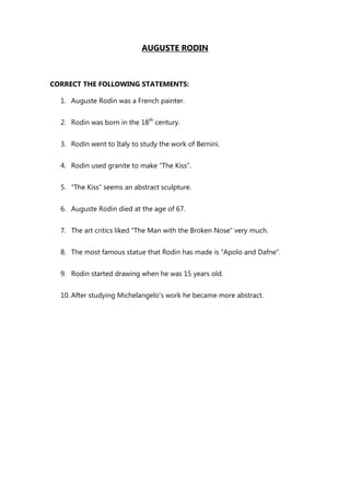 Rodin exercise | DOCX | Modern Art | Fine Art