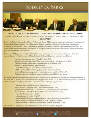 Rodney O. Parks Speaker's Portfolio | PDF | Business Expos ...