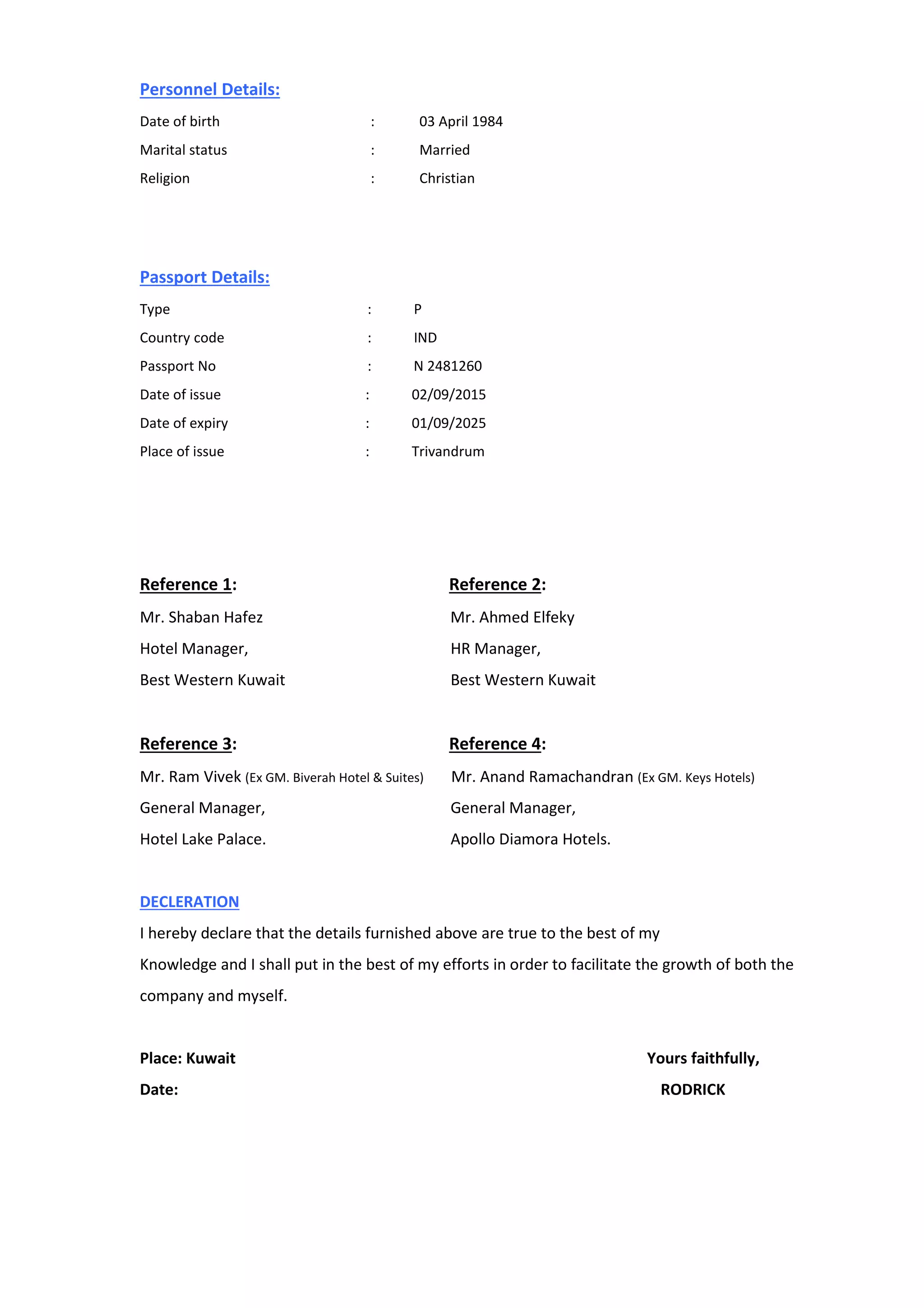 Rodrick resume | PDF