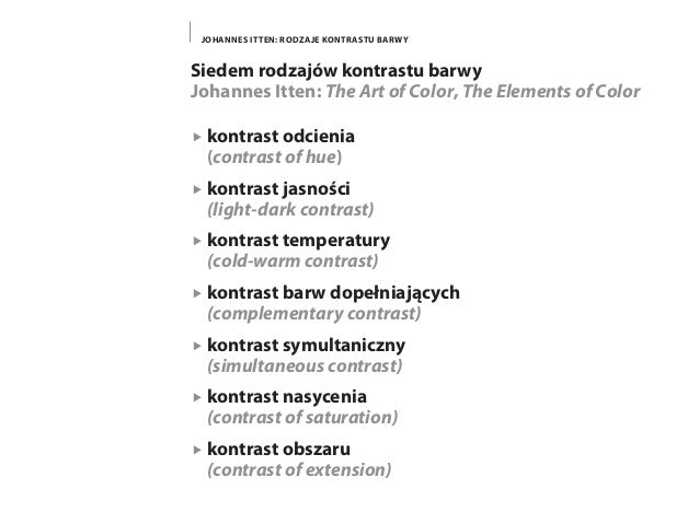 Rodzaje kontrastu barwy