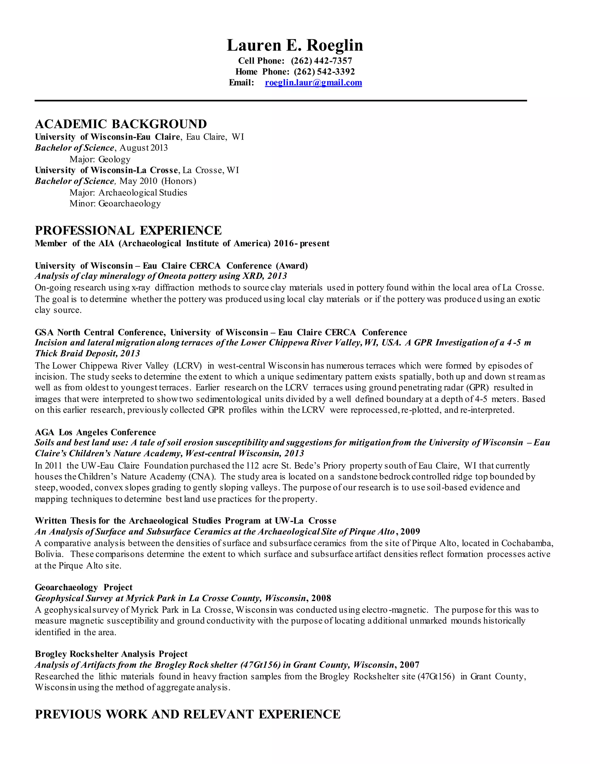 Roeglin resume 2017 | PDF
