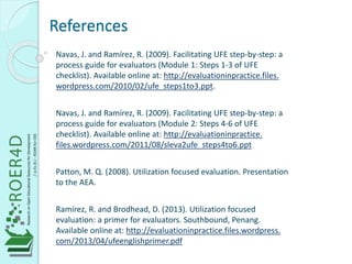 Utilization focused evaluation: an introduction (Part 1 - ROER4D) | PPTX
