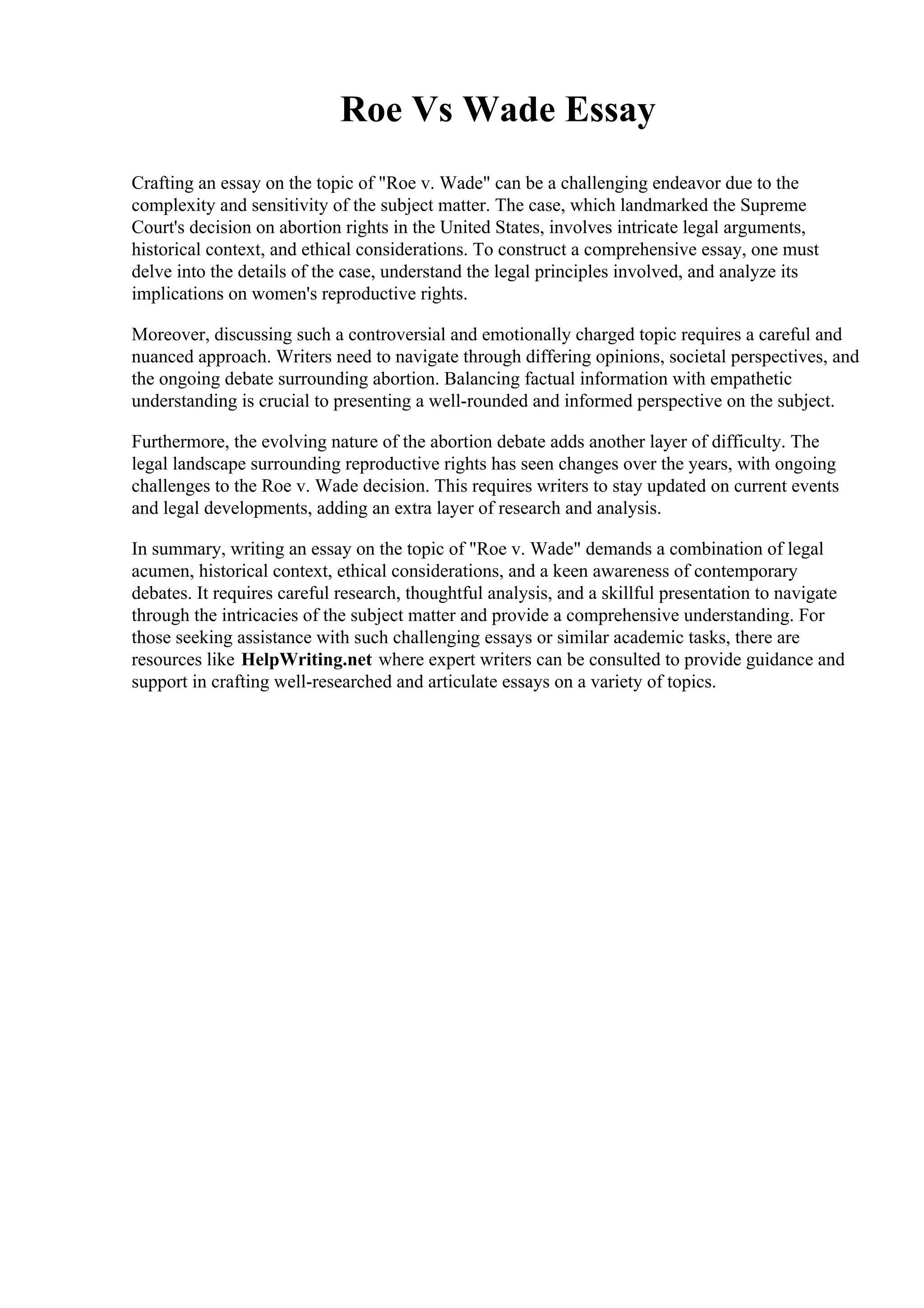 Roe Vs Wade Essay.pdf