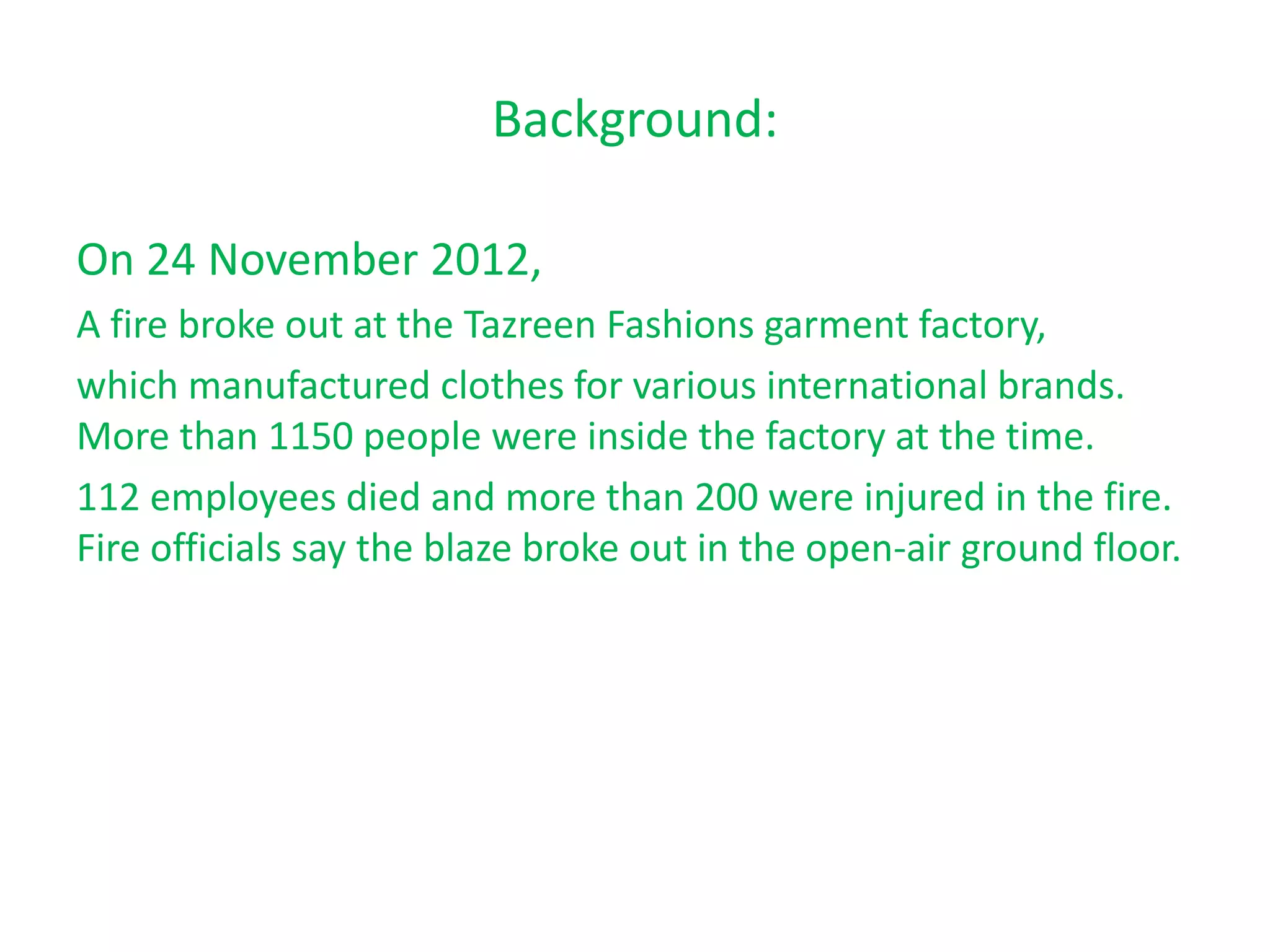 Fire on Tazreen Fashion Bangladesh | PPTX