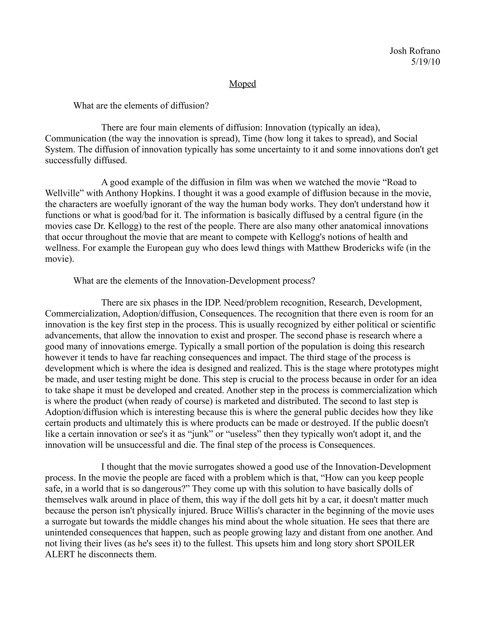 Rofrano, Joshua Moped | PDF