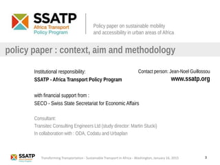 Sustainable Mobility and Accessibility in Urban Areas of Africa - Roger ...