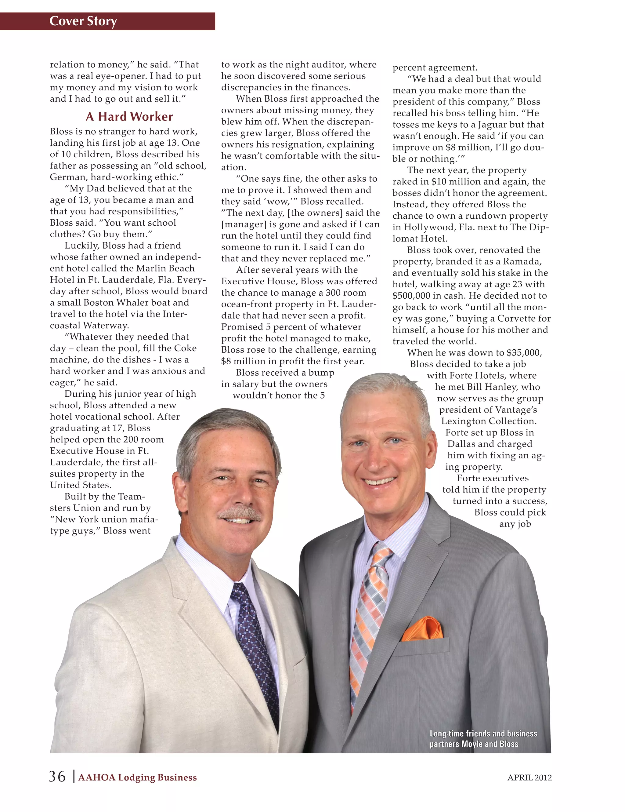 Roger Bloss Cover Story April 2012 | PDF | Hotels and Motels | Travel Type