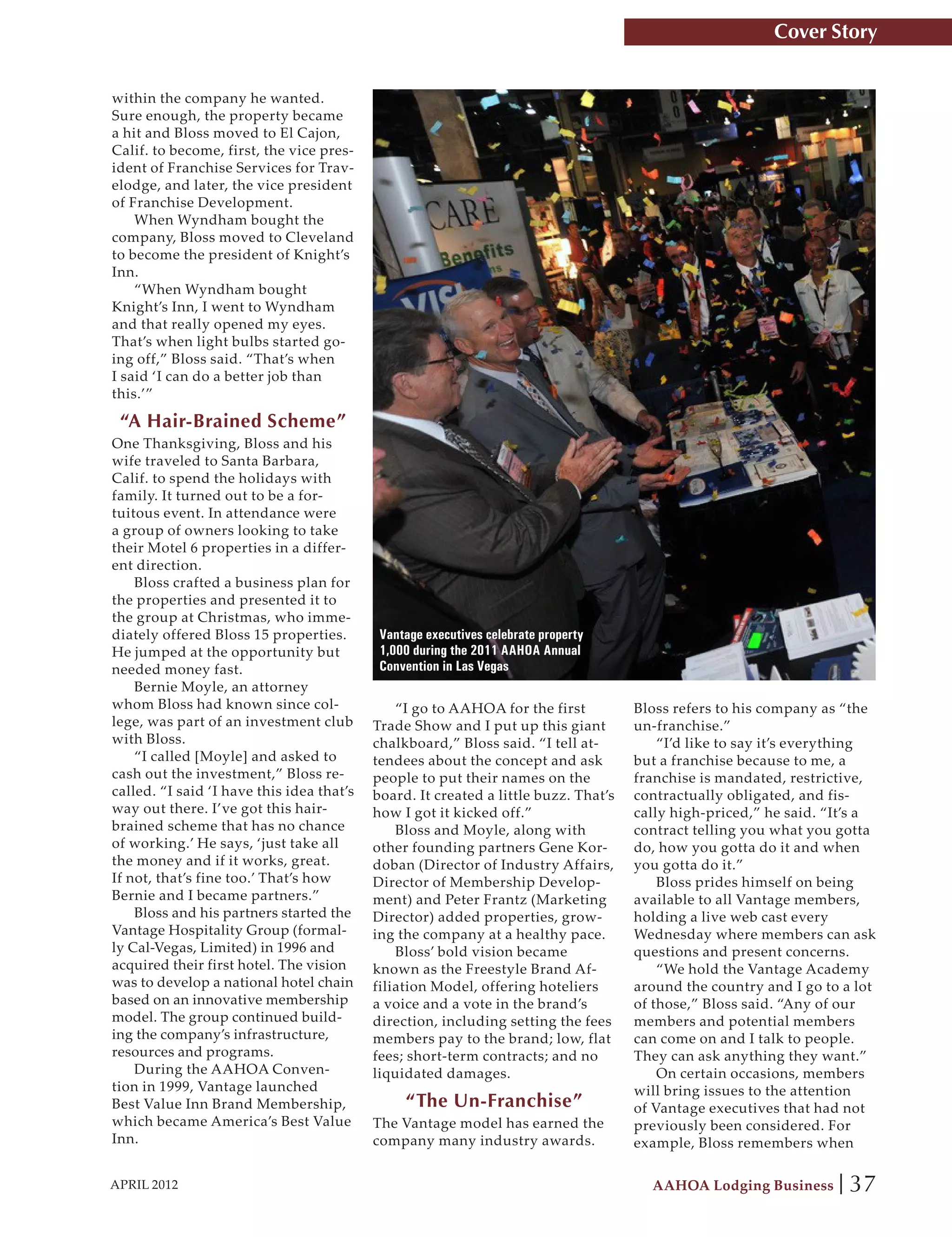 Roger Bloss Cover Story April 2012 | PDF | Hotels and Motels | Travel Type