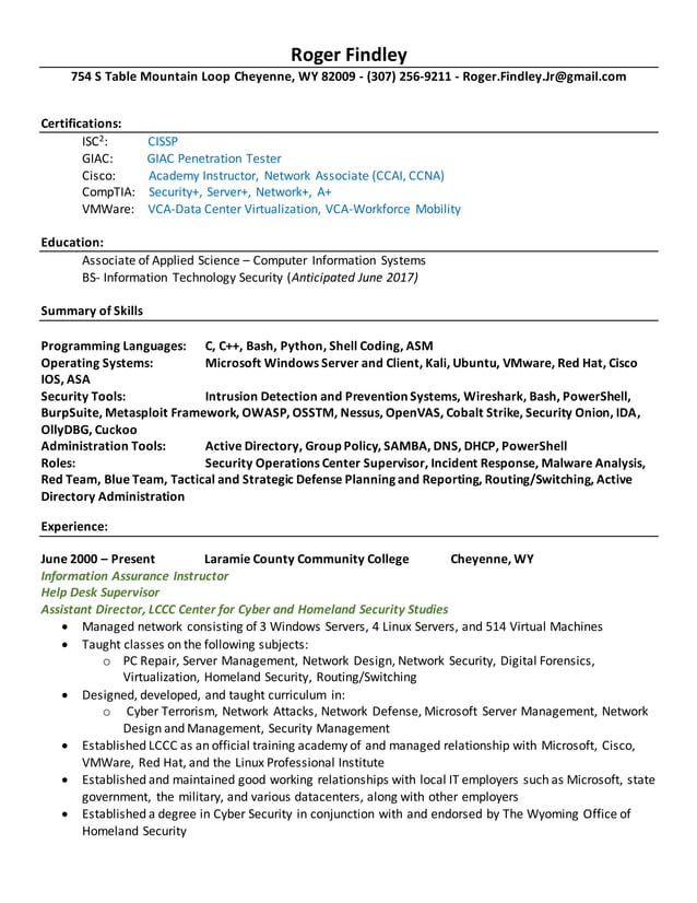 Roger Findley's Resume' | PDF