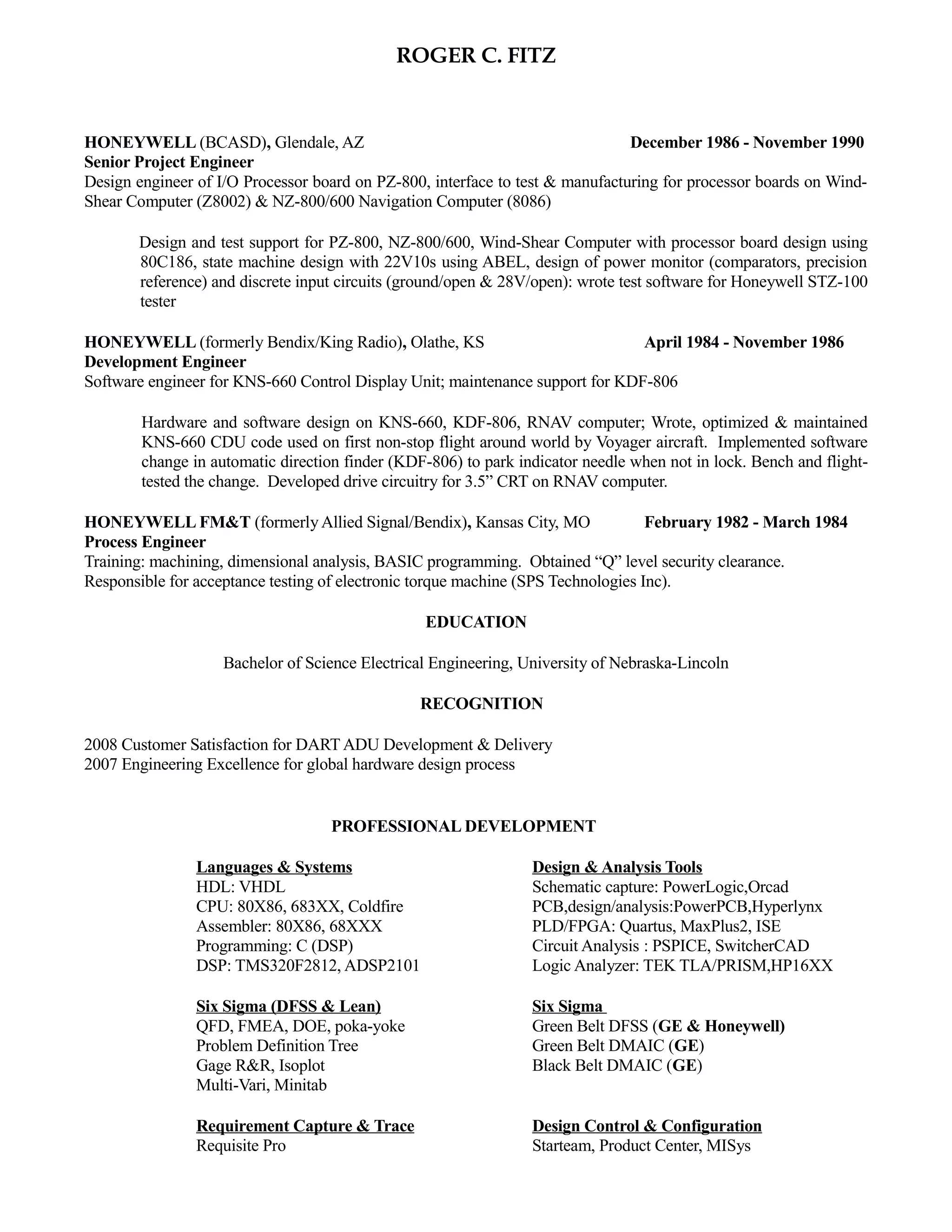 Roger Fitz 2-1-2013 resume | PDF