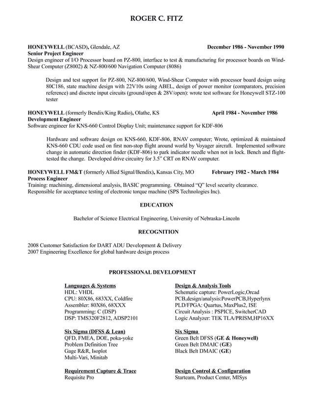 Roger Fitz 2-1-2013 resume | PDF