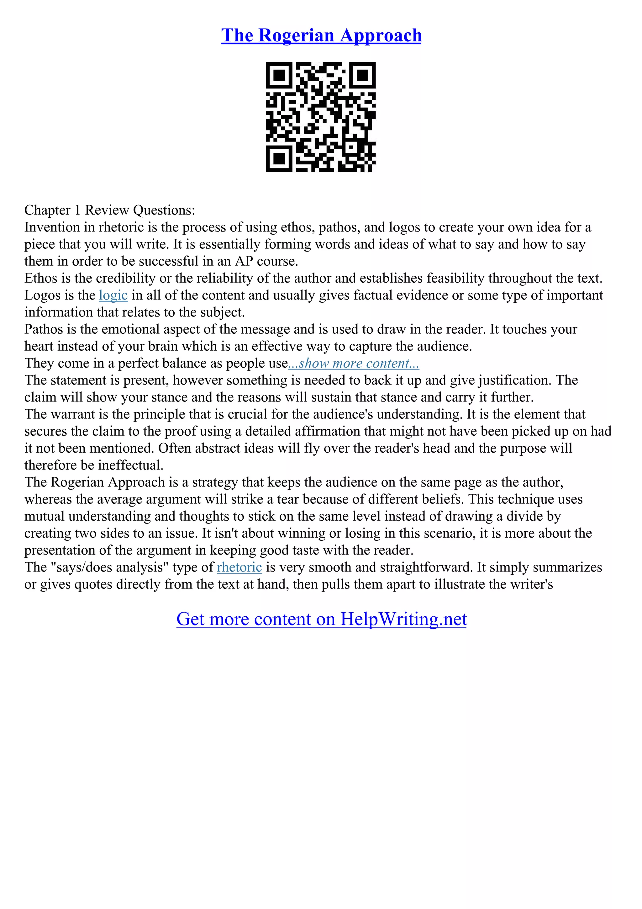 Rogerian Essay Example | PDF