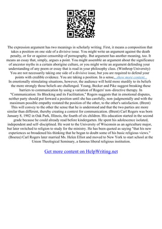 Rogerian Essay Example | PDF