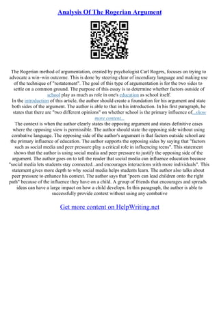 Rogerian Essay Outline | PDF