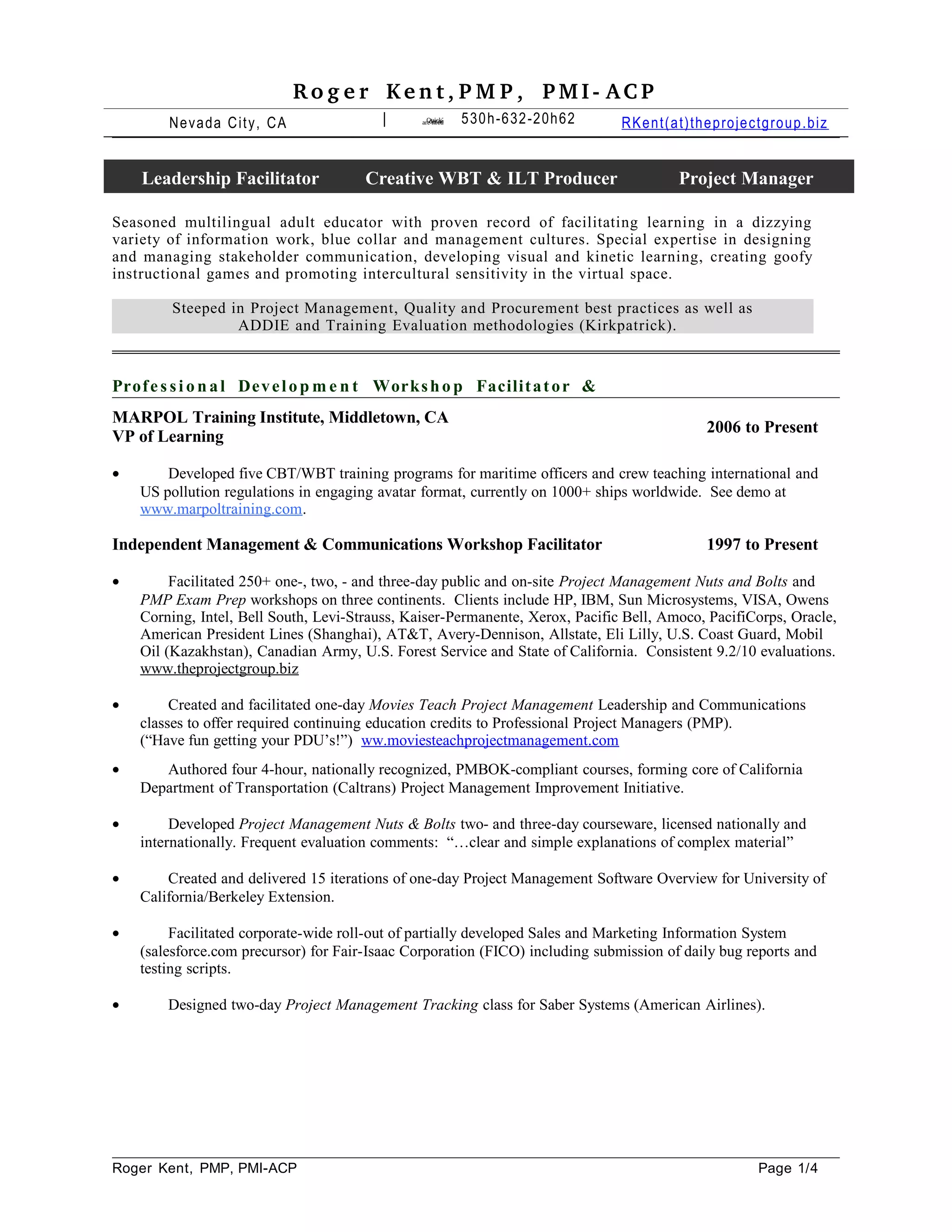 Roger Kent, PMP, PMI-ACP | DOC