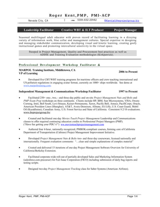 Roger Kent, PMP, PMI-ACP | PDF