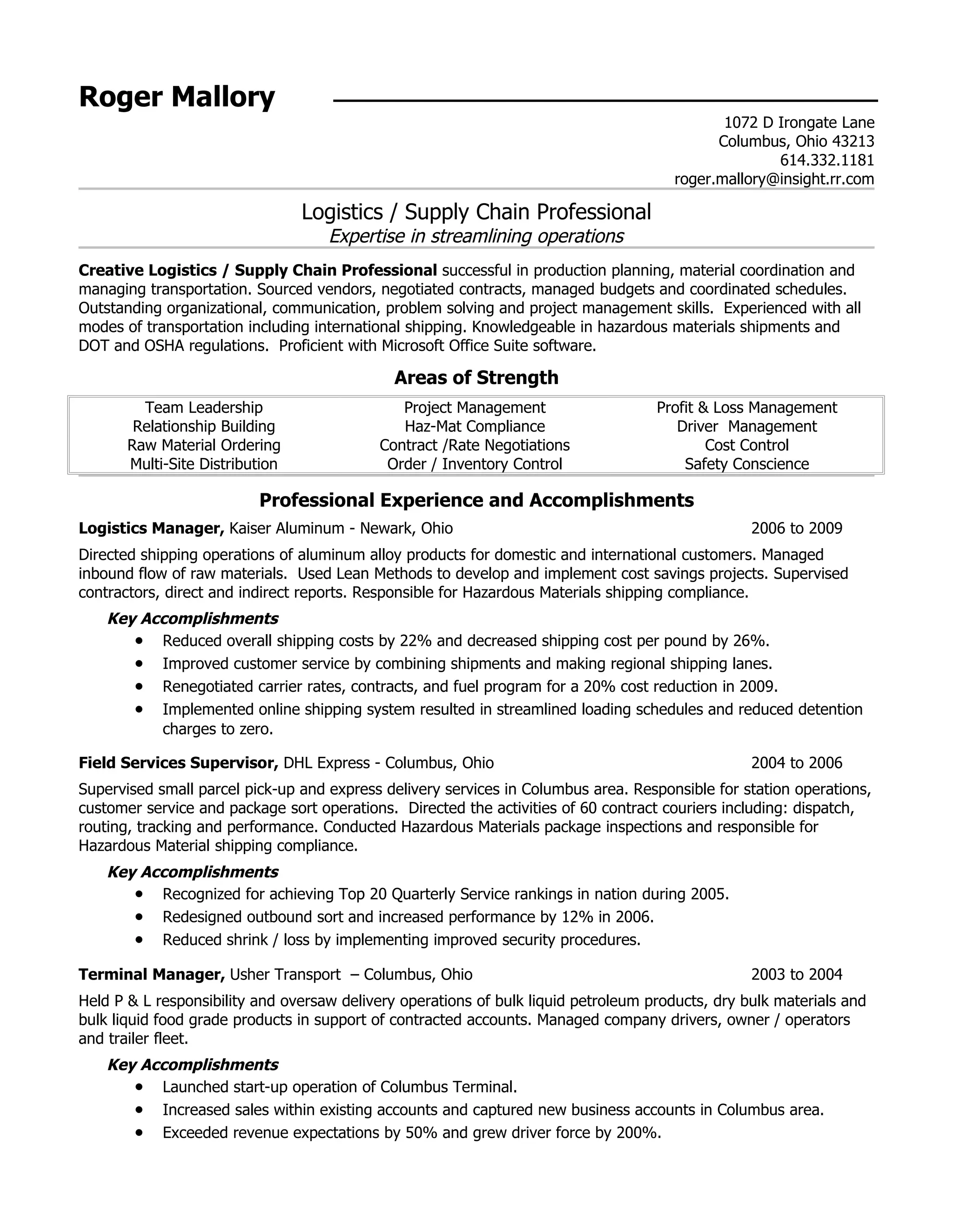 Roger Mallory Resume 05 2010 | DOC