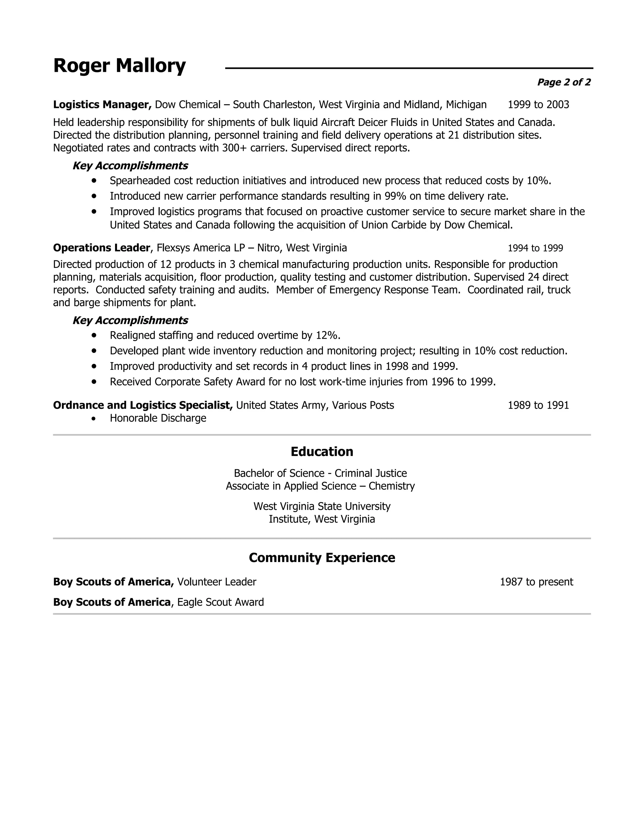 Roger Mallory Resume 05 2010 | DOC