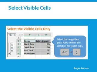 Roger Samara | Microsoft Excel Tips And Shortcuts | PPTX