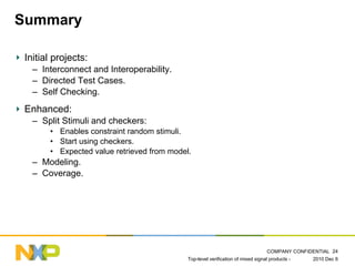 Advanced Methodologies Used for Top-Level Verification of Mixed Signal ...