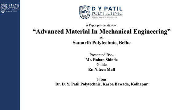 Advance Material IN Mechanical Engineering Paper Presentation PPT.pptx | Chemistry | Science