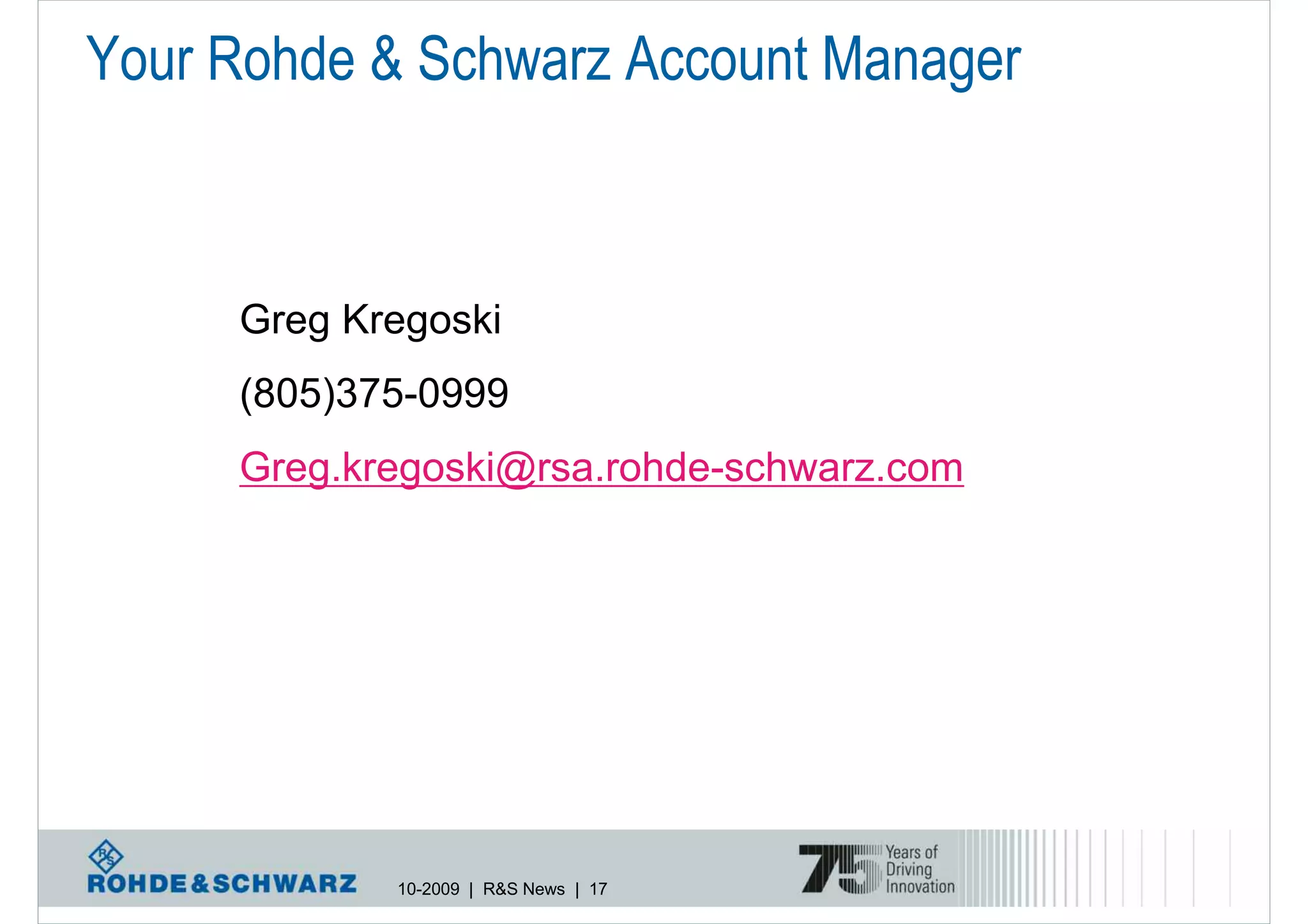 Rohde & Schwarz Video Test Products | PDF