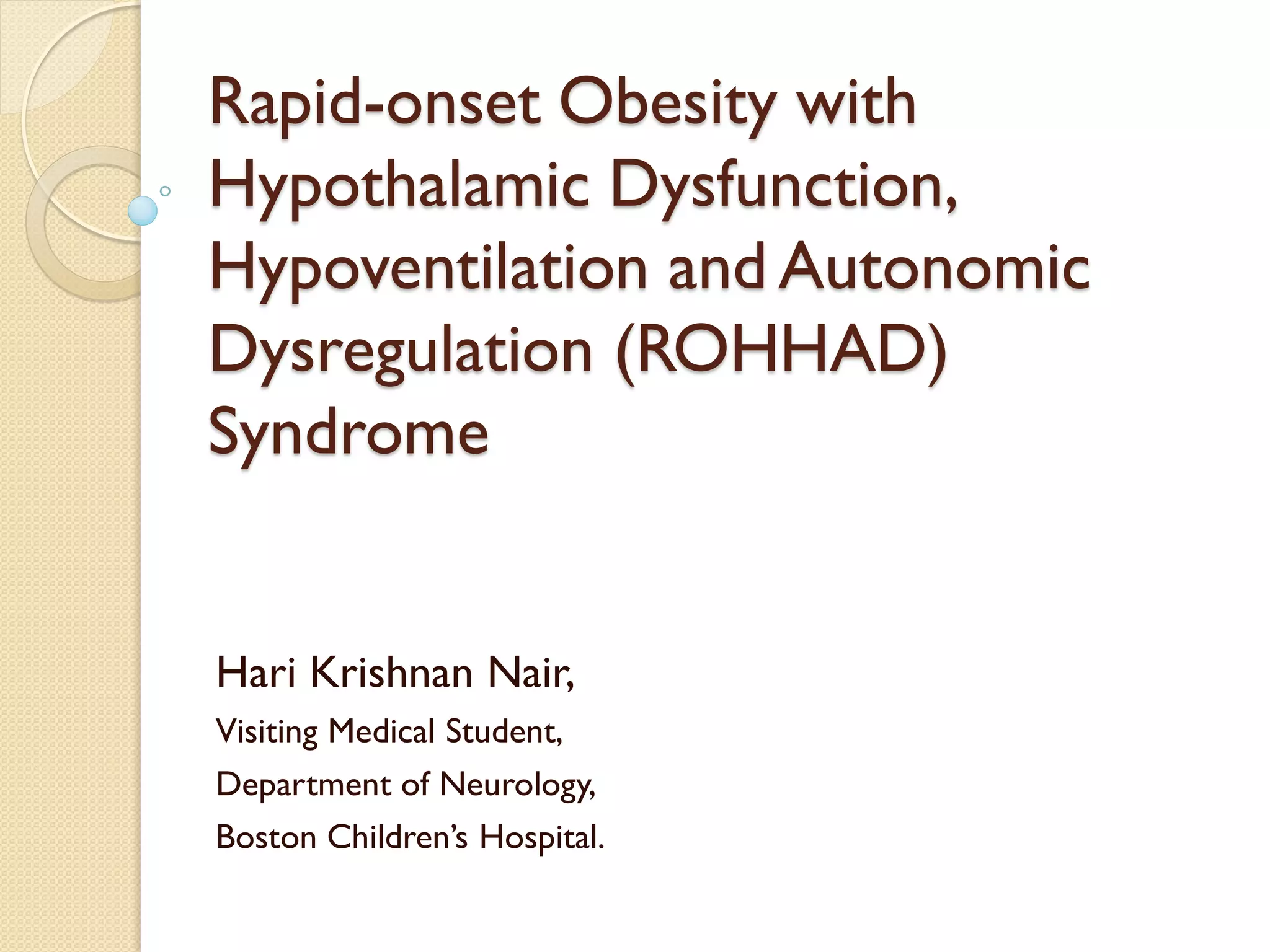 ROHHAD Syndrome | PDF
