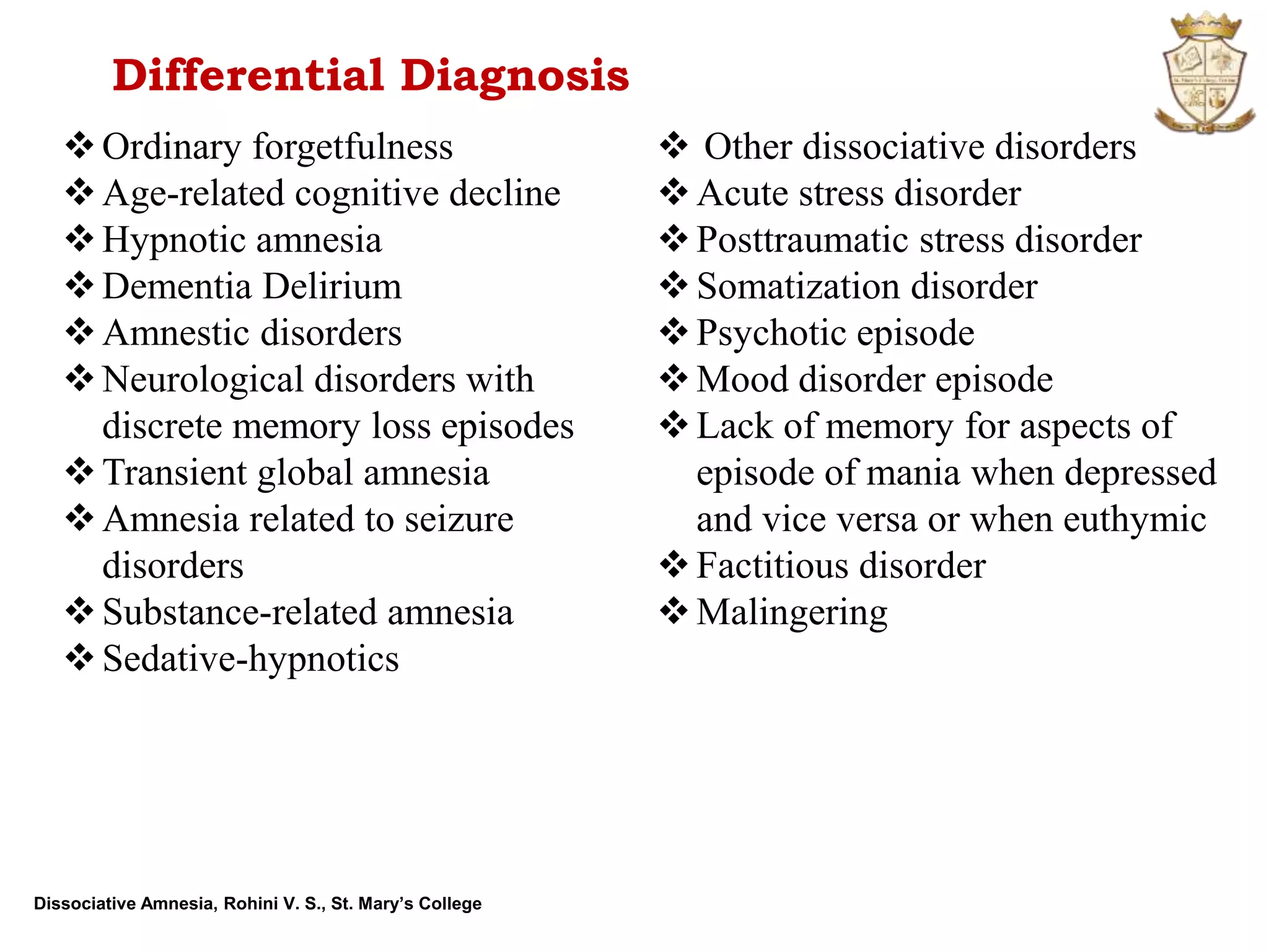 Psychology-Dissociative Amnesia | PPTX