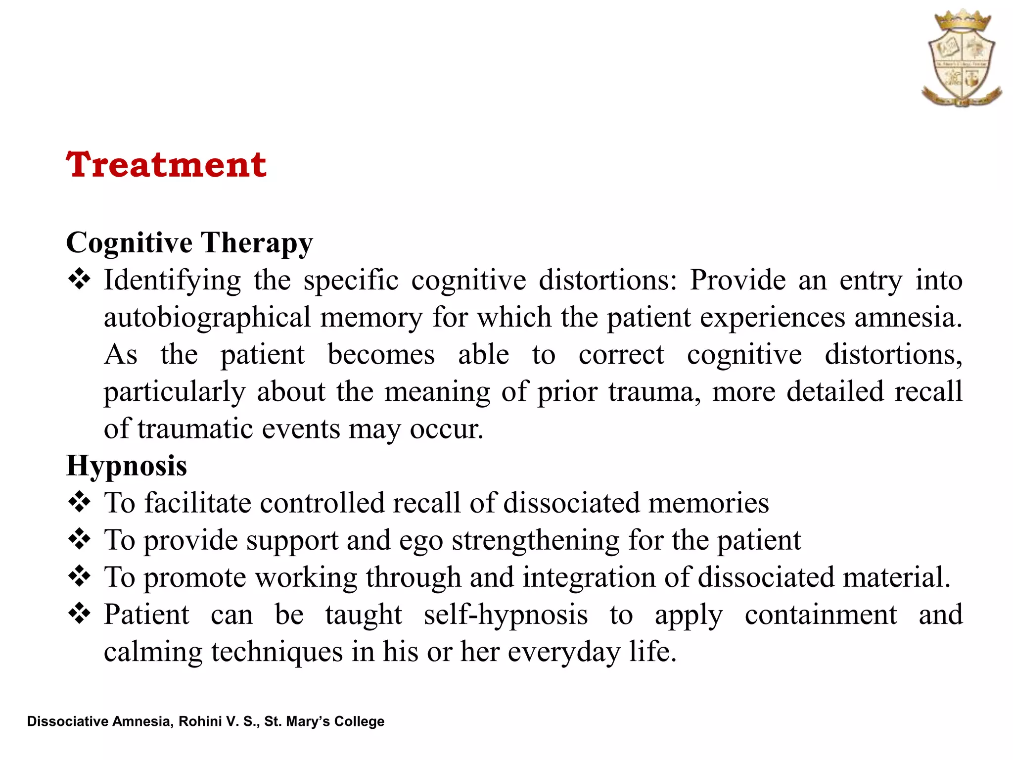 Psychology-Dissociative Amnesia | PPTX