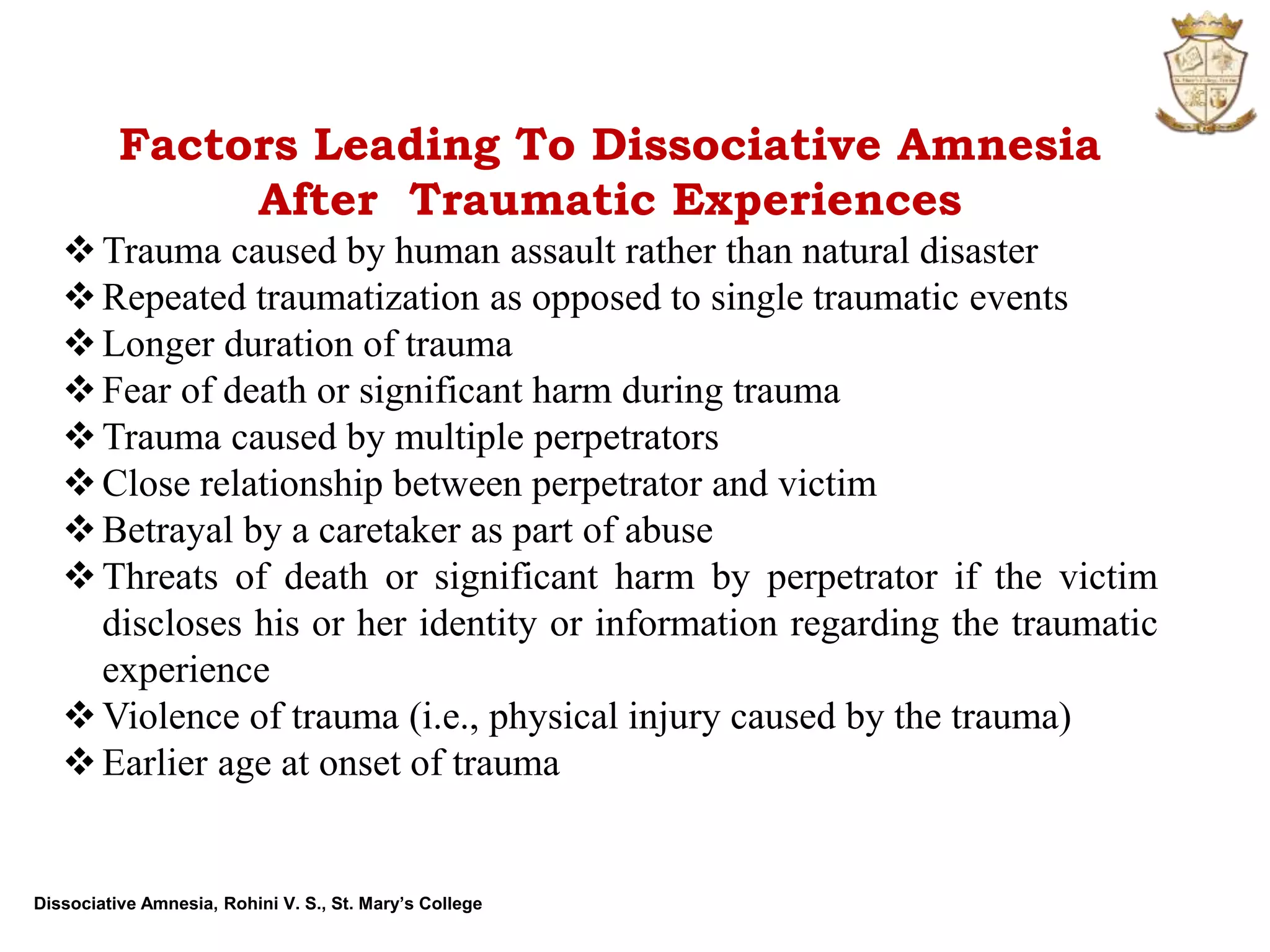 Psychology-Dissociative Amnesia | PPTX