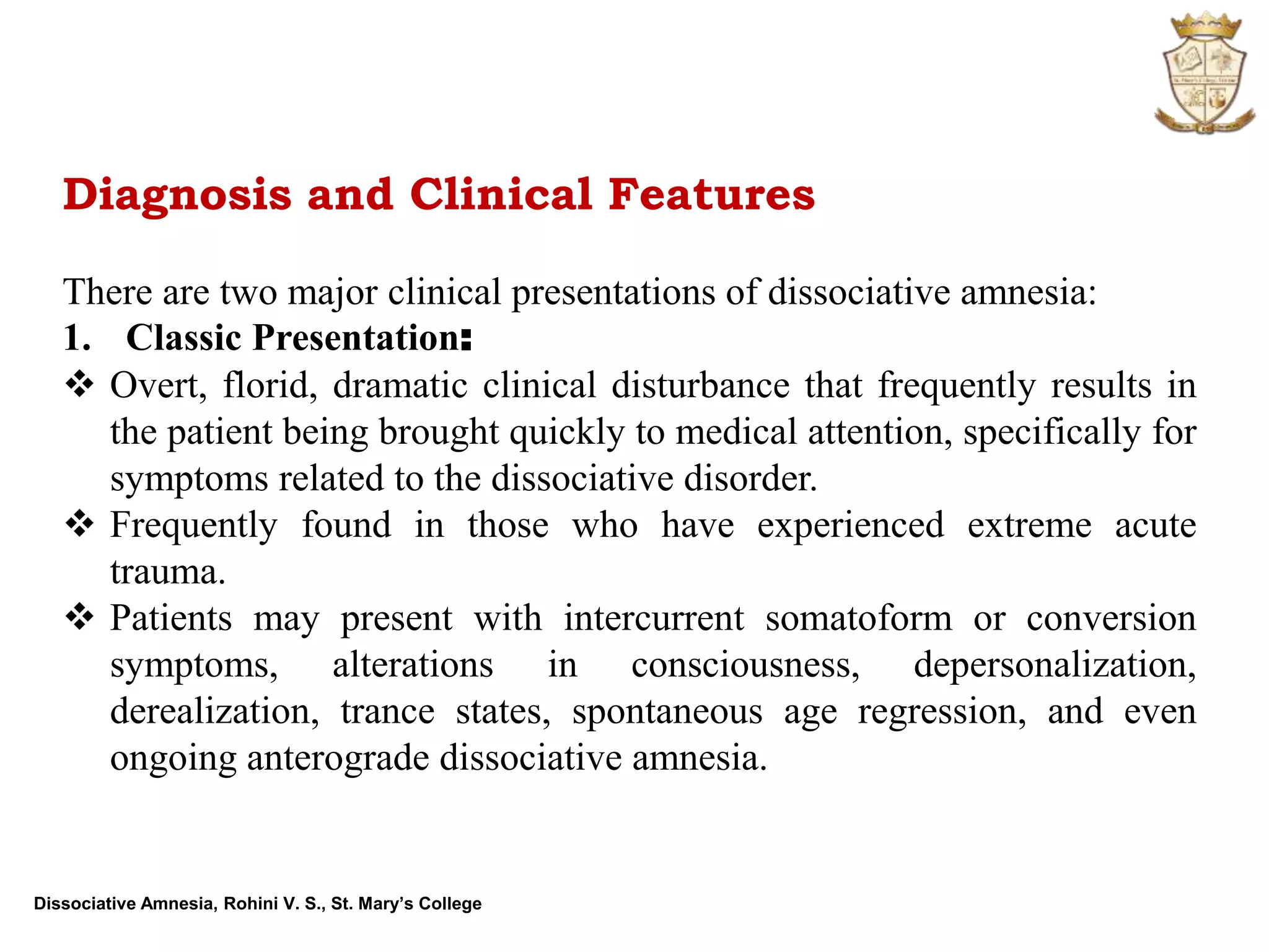 Psychology-Dissociative Amnesia | PPTX