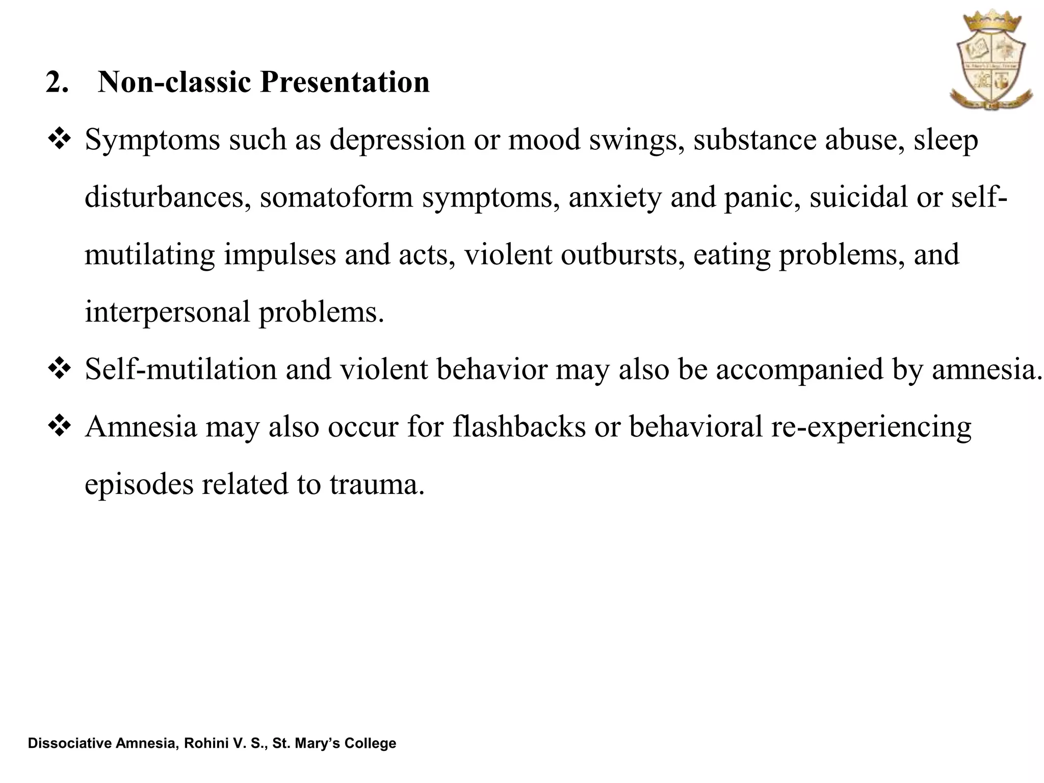 Psychology-Dissociative Amnesia | PPTX