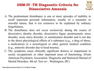 Psychology-Dissociative Amnesia | PPTX
