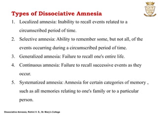 Psychology-Dissociative Amnesia | PPTX