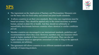 WTO- Principles of trading system, SPS and TBT, WTO agreement on ...