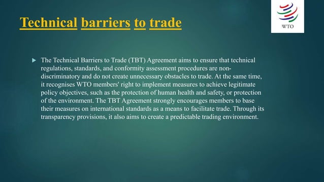 WTO- Principles of trading system, SPS and TBT, WTO agreement on ...