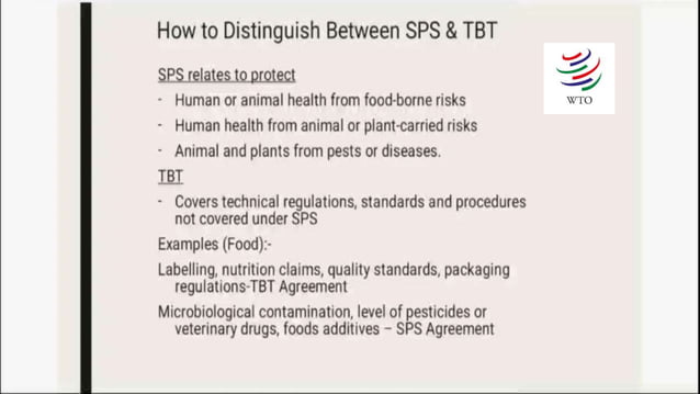 WTO- Principles of trading system, SPS and TBT, WTO agreement on ...