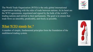 WTO- Principles of trading system, SPS and TBT, WTO agreement on ...