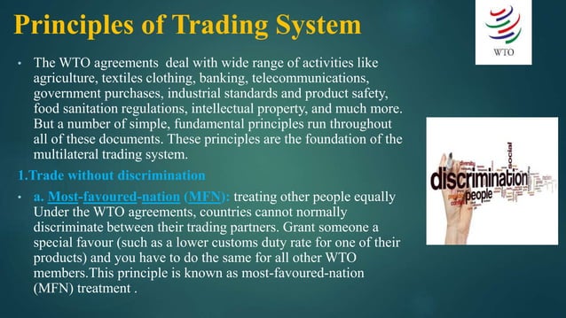 WTO- Principles of trading system, SPS and TBT, WTO agreement on ...